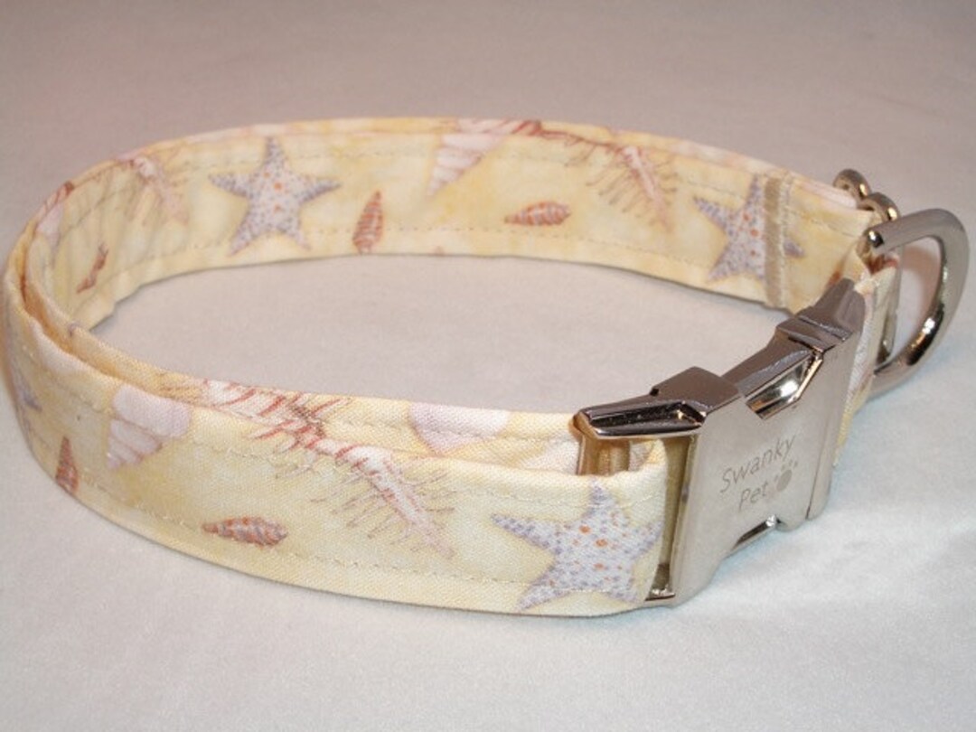 Day at the Beach Seashell Print Dog Collar by Swanky Pet - Etsy