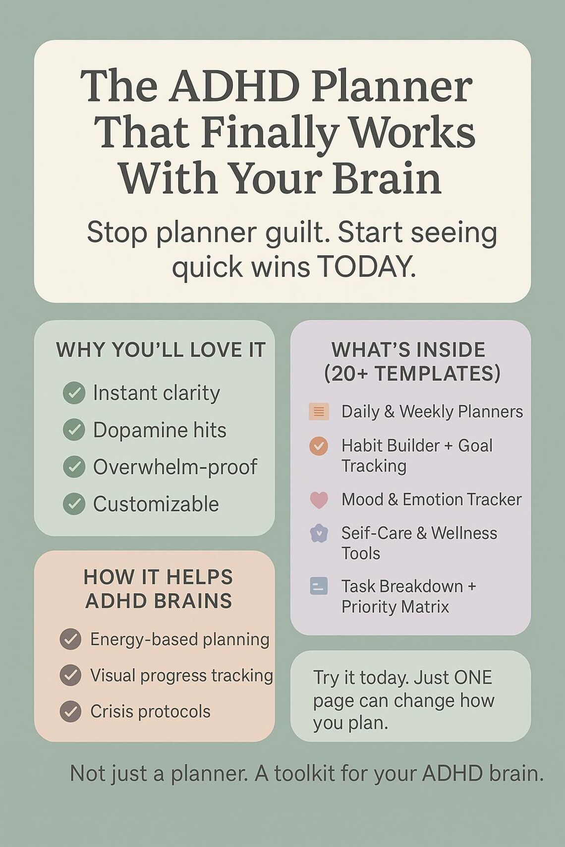 The ADHD Planner That Finally Works With Your Brain - Etsy