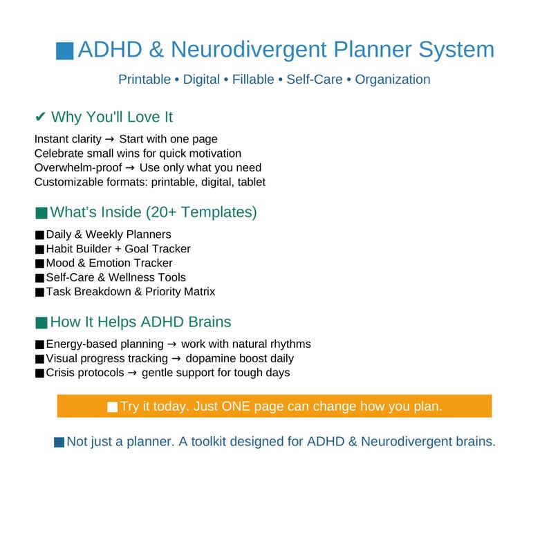 The ADHD Planner That Finally Works With Your Brain - Etsy