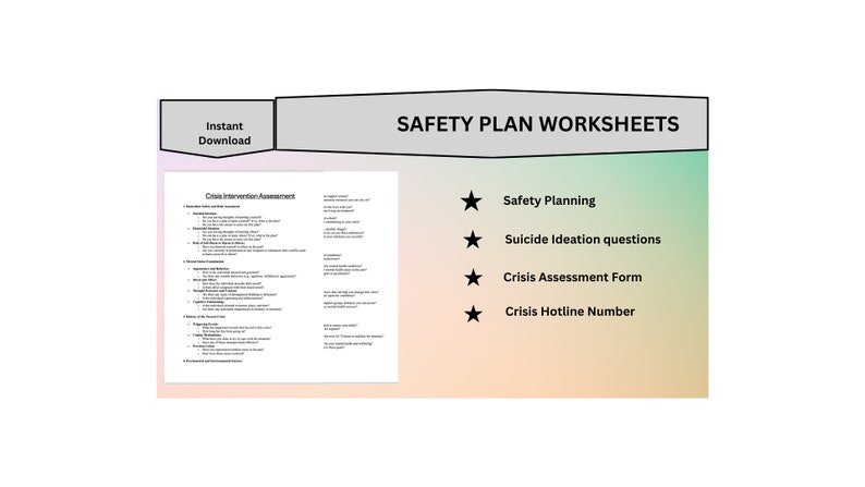 Mental Health Safety Plan Printable, Safety Plan Template, Safety Plan ...