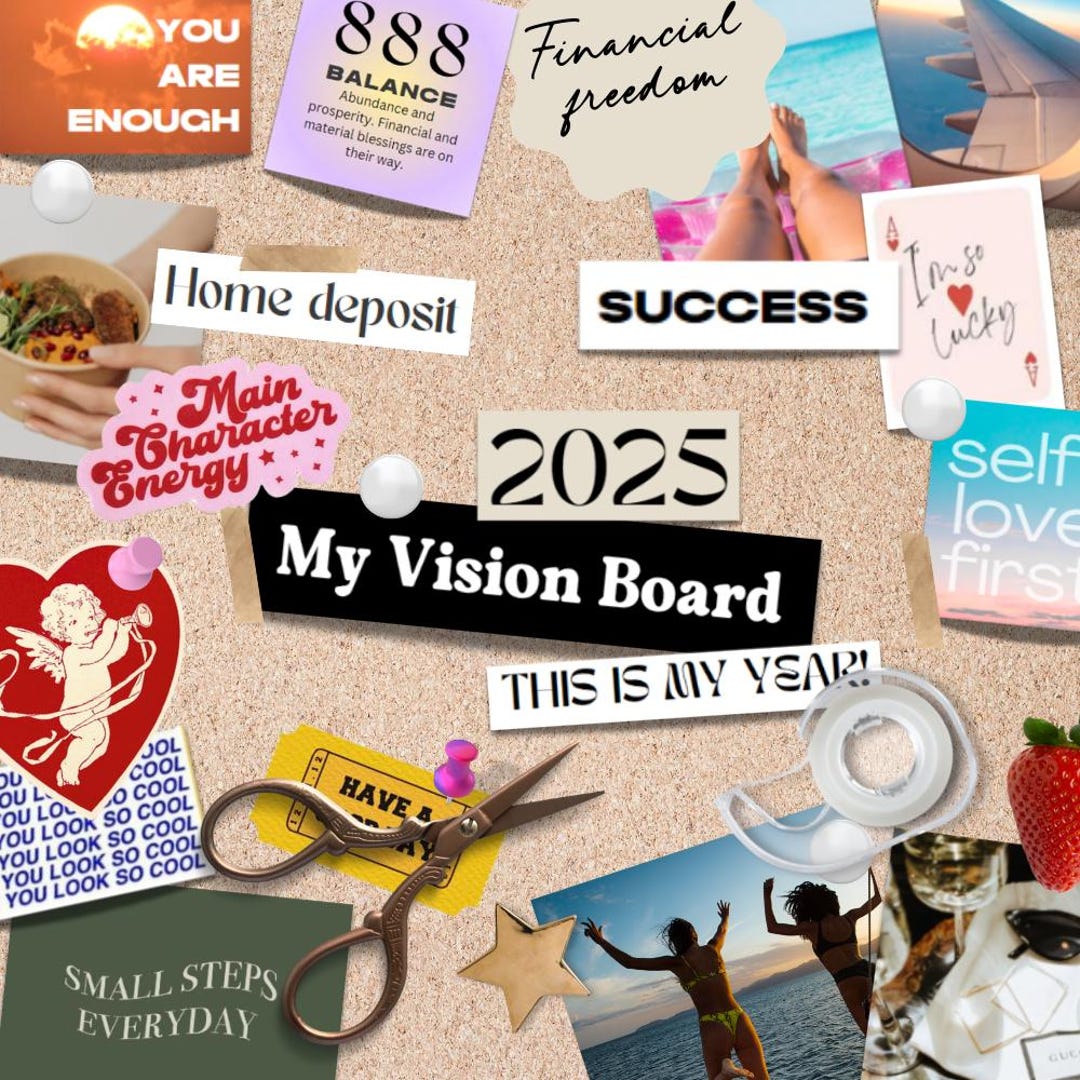 2024 2025 Vision Board Printables Kit New Year Resolutions ...