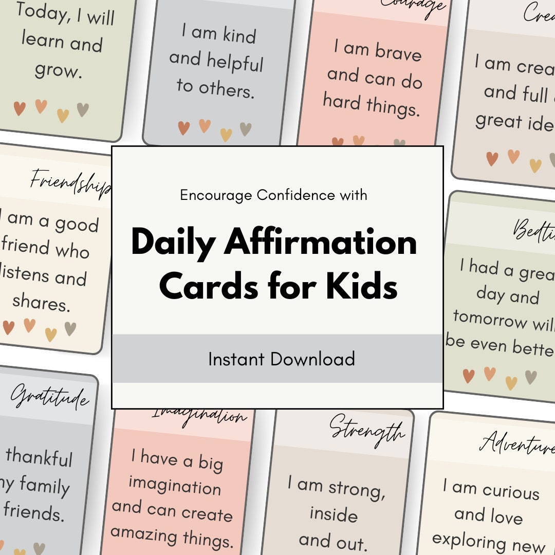 Kids Daily Affirmation Cards | Positive Affirmations Printable ...