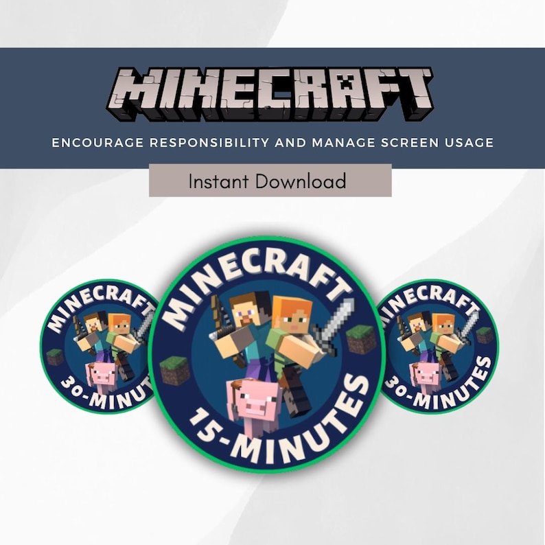 Minecraft Screen Time Tokens - Chore Reward System for Kids | Digital ...