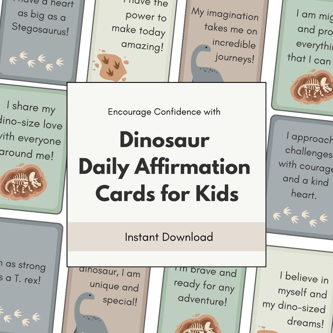 Dinosaur Daily Affirmation Cards | Positive Affirmations Printable ...