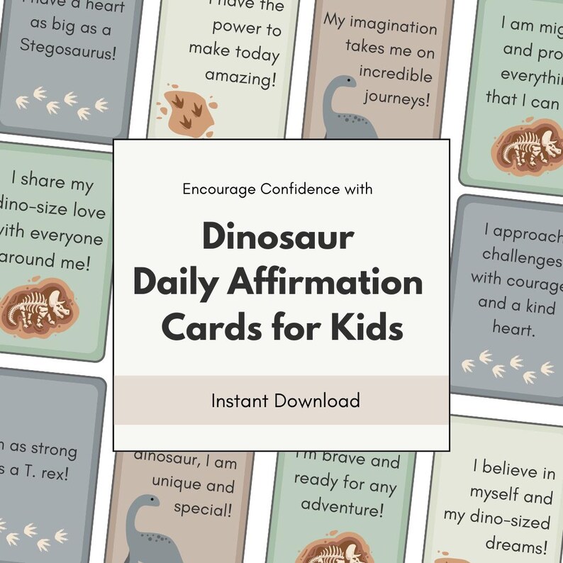 Dinosaur Daily Affirmation Cards | Positive Affirmations Printable ...