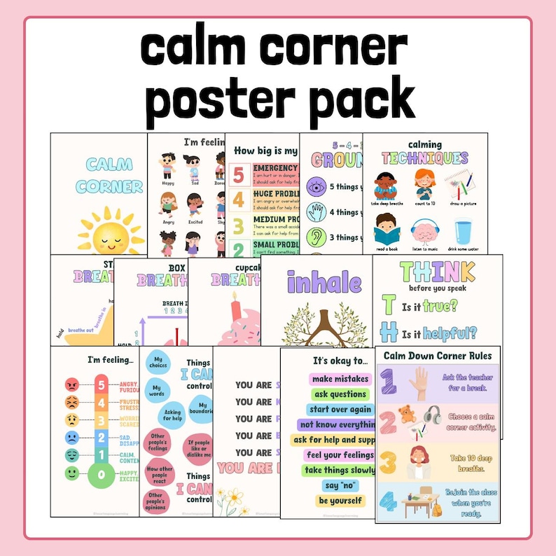 Calm Corner Poster Pack Classroom Management Social Emotional Learning ...