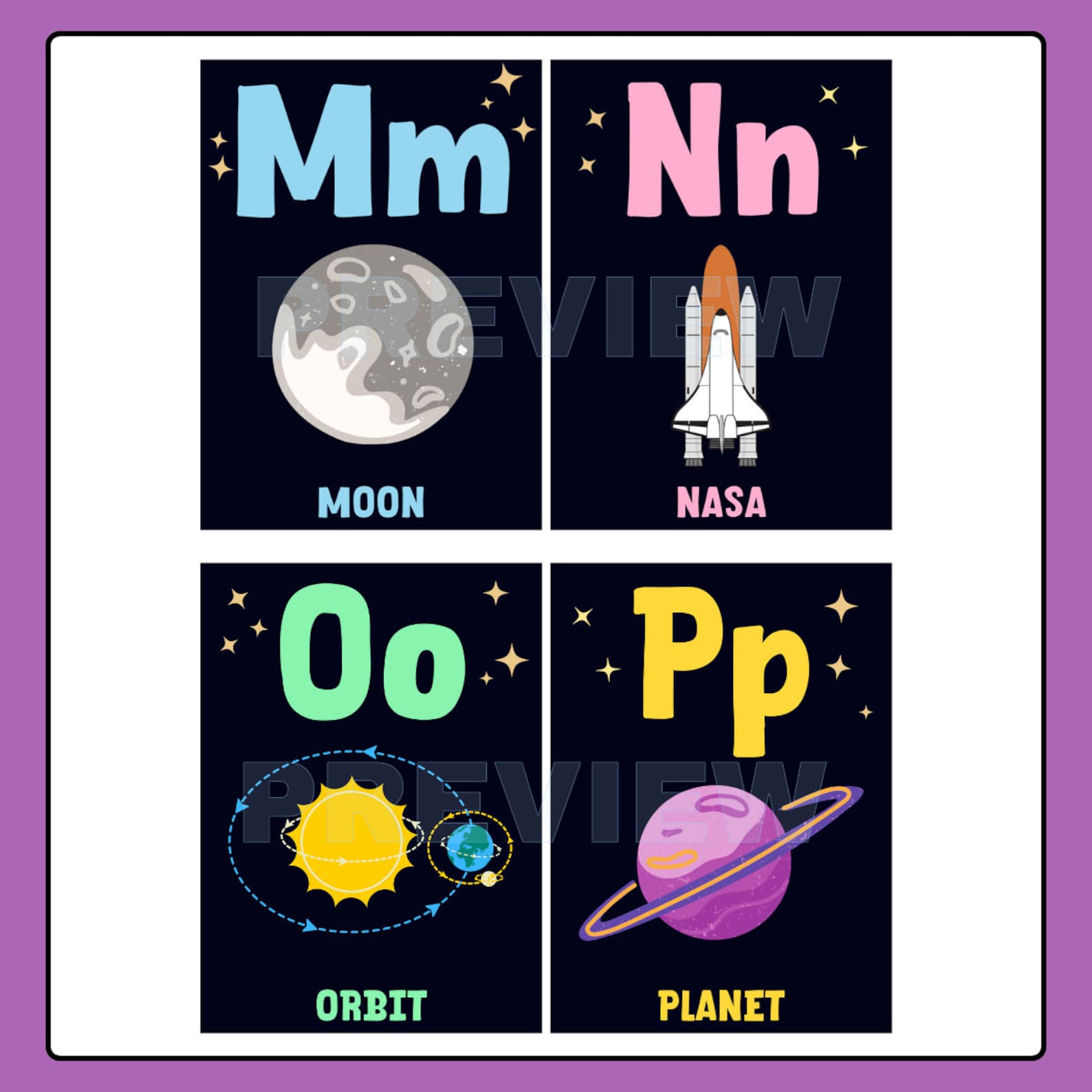 Space-themed Alphabet Display Posters | 2 Sizes | Fun Thematic Pictures ...