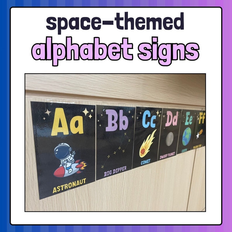 Space-themed Alphabet Display Posters 2 Sizes Fun Thematic Pictures - Etsy
