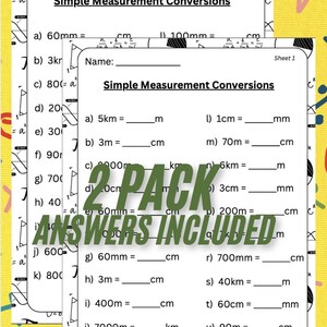 2 Pack Simple Measurement Conversion Practice + Answers - Etsy