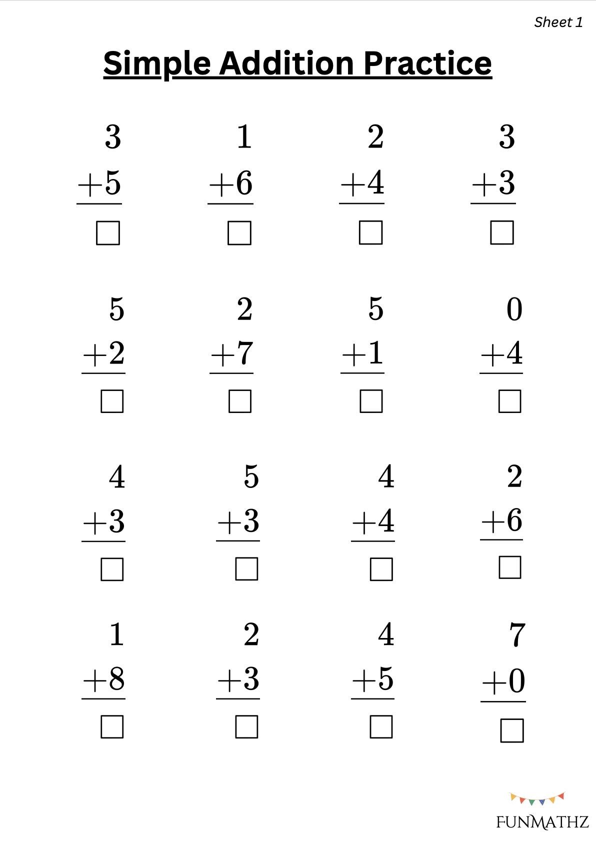 3 Pack Printable Simple Vertical Addition Worksheet - Etsy
