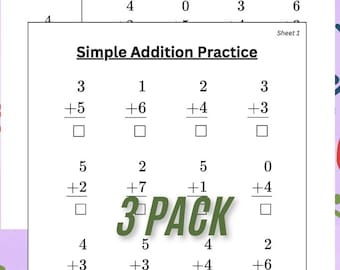 3 Pack - Simple Vertical Subtraction Practice - Etsy