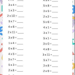 3 Pack - Multiplication Timetable Worksheets - Numbers 0 to 5 - Etsy
