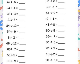 3 Pack Printable Division Practice Worksheets Numbers 1 6 - Etsy