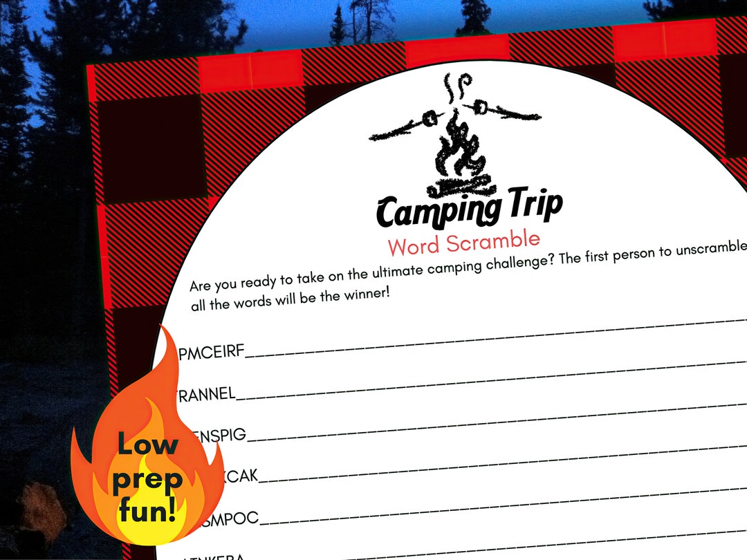 Word Scramble Printable Game With Answer Key for Family Camping Trip ...