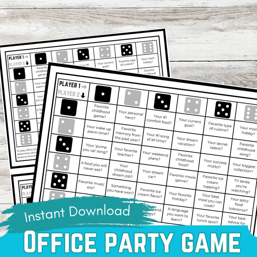 Dicebreaker Roll and Tell Game Printable Office Party Game for ...