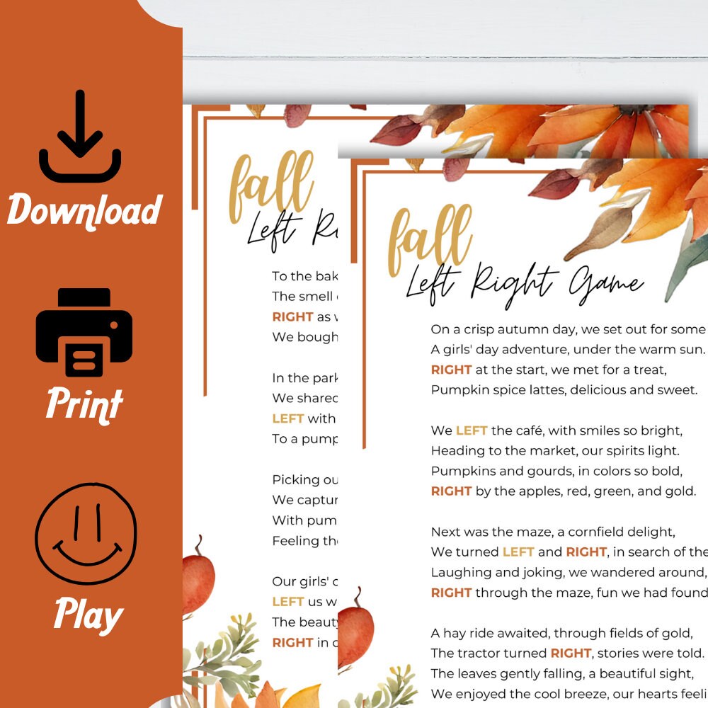 Girls Day Out Fall Left Right Game | Fall Pass the Gift Game for Women ...