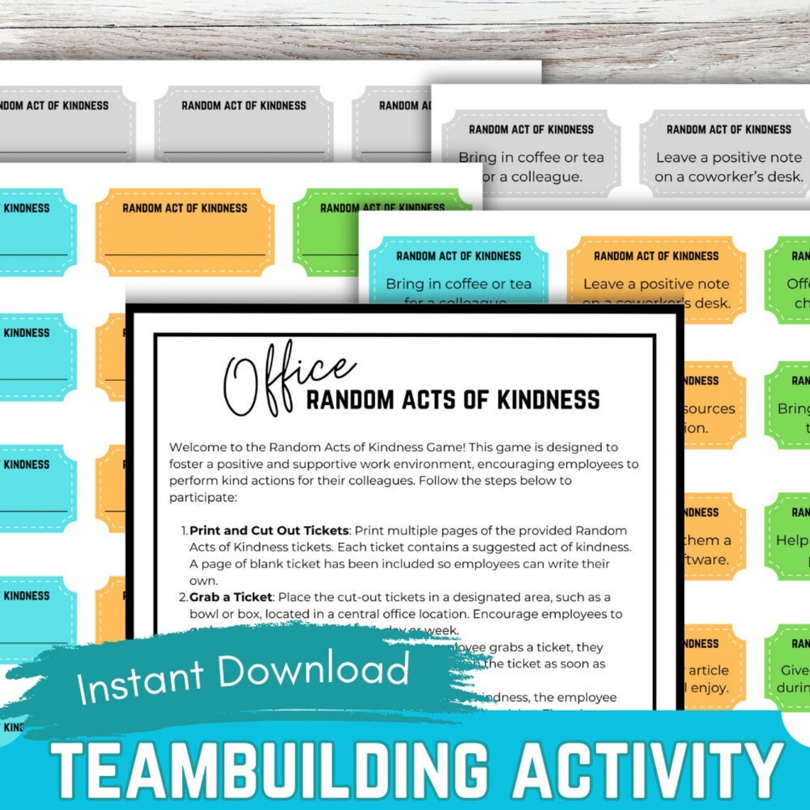 Office Teambuilding Activity Printable | Random Acts of Kindness ...