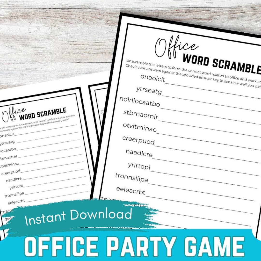 Office Word Scramble Game With Answer Key Printable Unscramble Words ...
