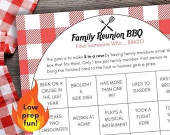Family Reunion Bingo Printable Game, Find Someone Who, Family Reunion ...