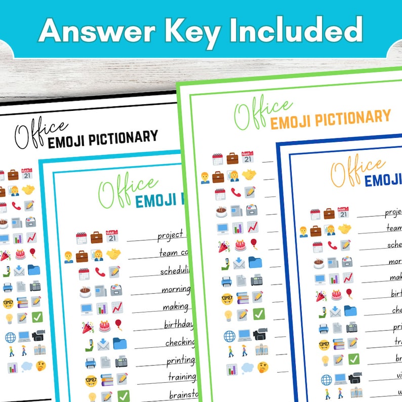 Work Emoji Pictionary Game for Office Party Printable | Company Work ...