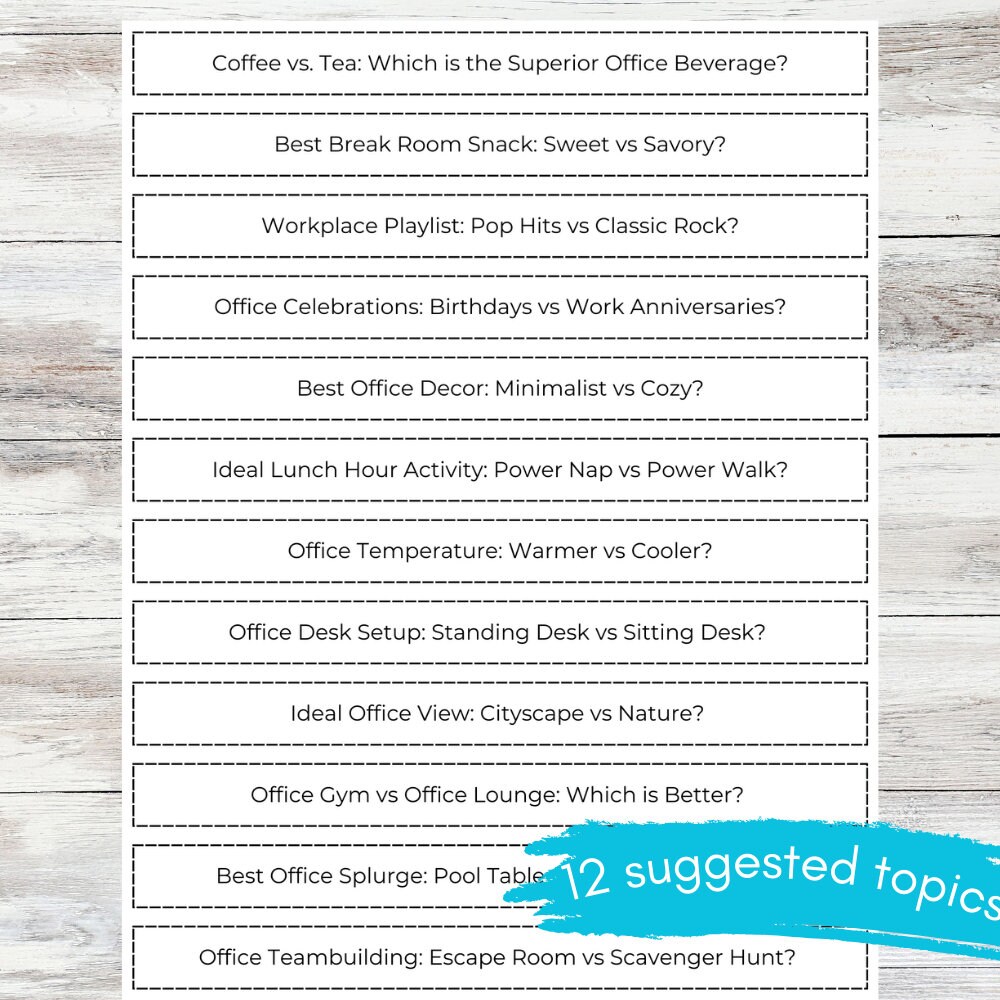 Office Debates Teambuilding Activity Printable | Virtual Team Building ...