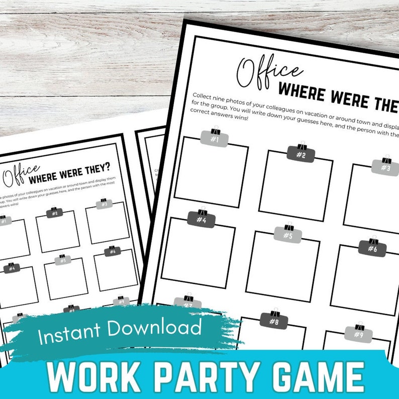 Work Party Where Were They Game Printable Happy Hour Game for Employees ...