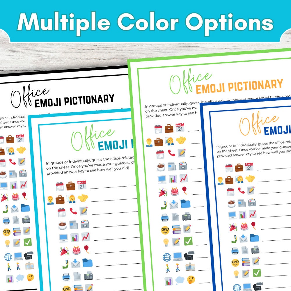 Work Emoji Pictionary Game for Office Party Printable | Company Work ...