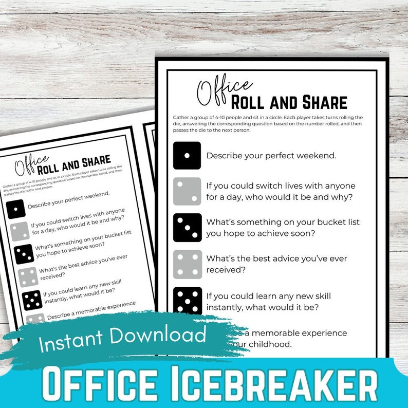 Roll and Share Ice Breaker for Staff Meeting Printable Employee ...