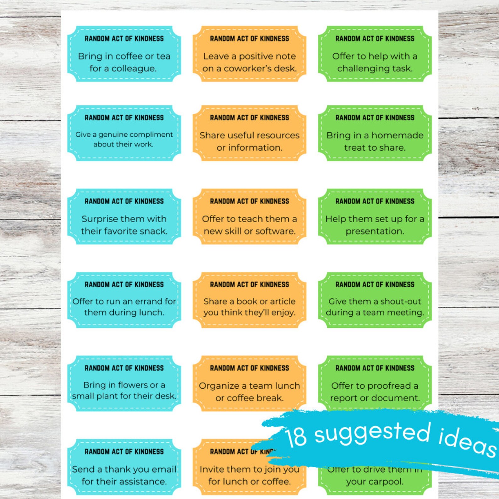 Office Teambuilding Activity Printable | Random Acts of Kindness ...