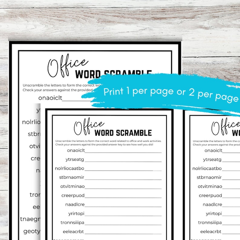 Office Word Scramble Game With Answer Key Printable Unscramble Words ...
