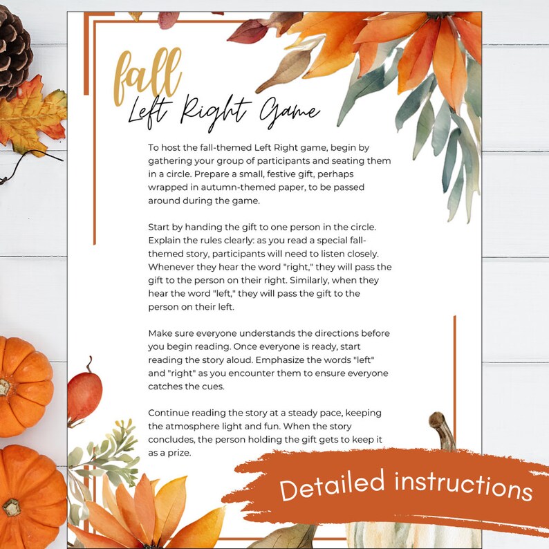 Girls Day Out Fall Left Right Game | Fall Pass the Gift Game for Women ...