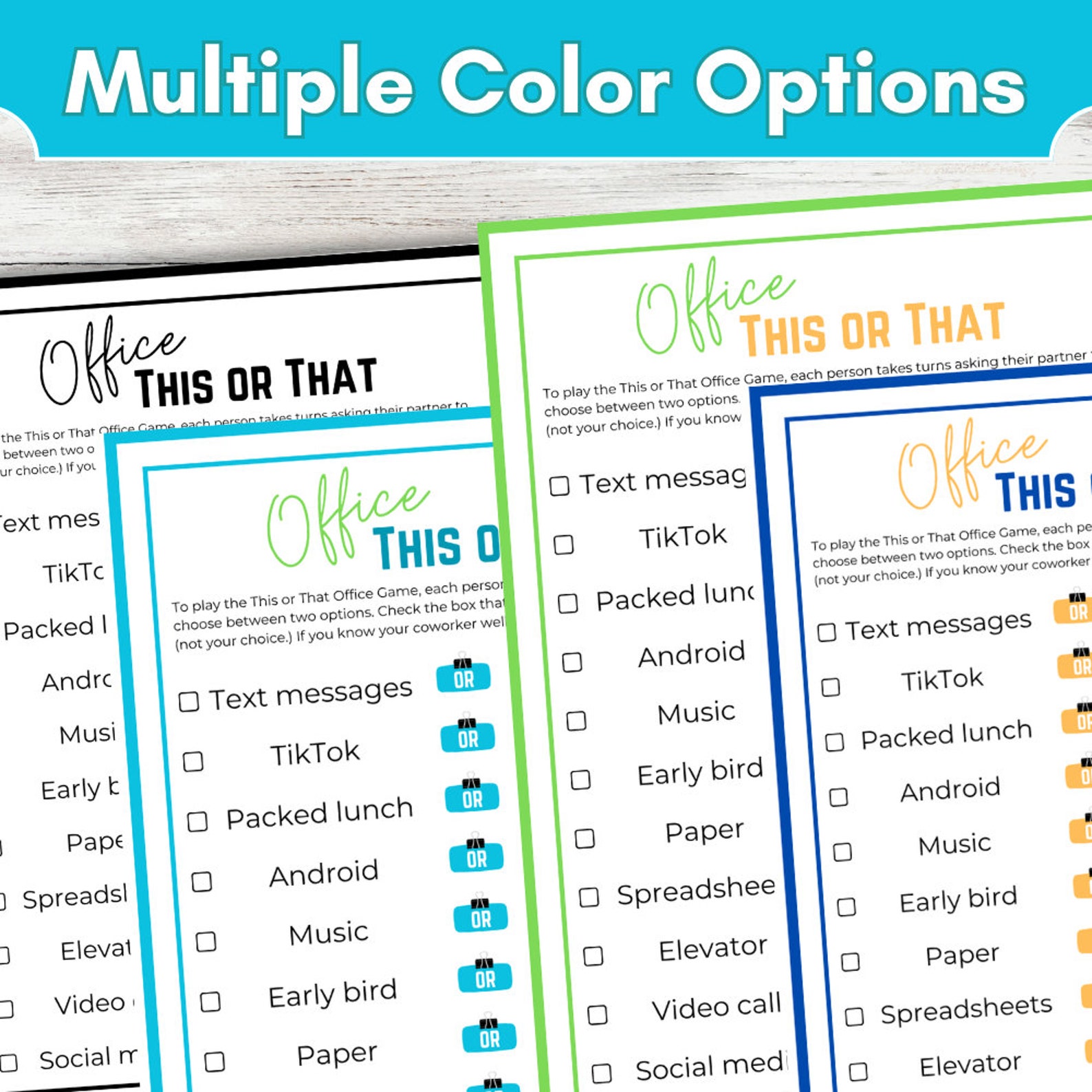 This or That Ice Breaker for Staff Meeting Printable | Co Worker ...