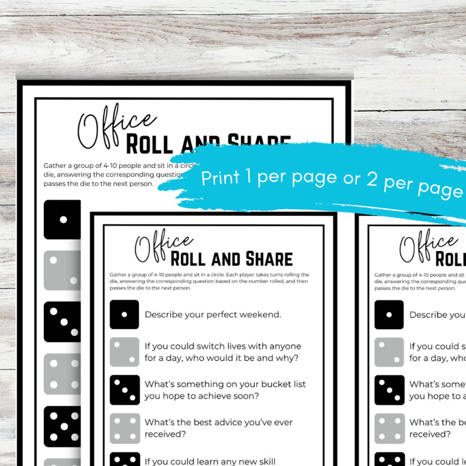 Roll and Share Ice Breaker for Staff Meeting Printable | Employee ...