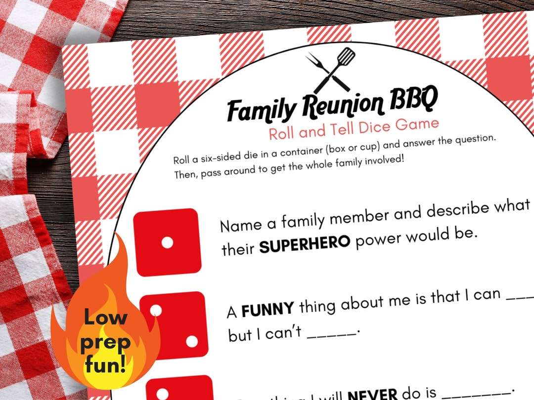 Family Reunion Roll and Tell Game Printable Low Prep Games for Family ...