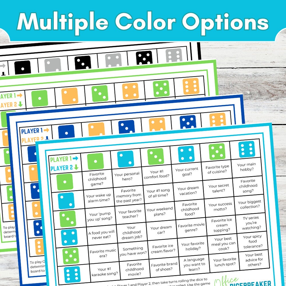 Dicebreaker Roll and Tell Game Printable Office Party Game for ...