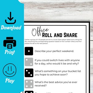 Roll and Share Ice Breaker for Staff Meeting Printable | Employee ...