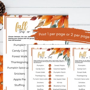 Fall This or That Game Printable Autumn Icebreaker Games for Adults ...