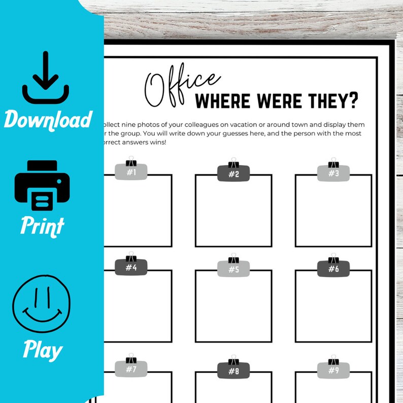 Work Party Where Were They Game Printable Happy Hour Game for Employees ...