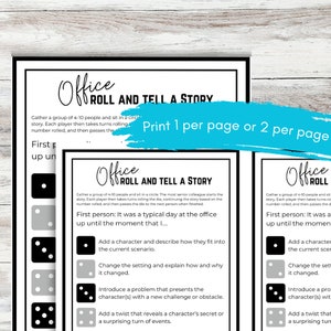 Roll and Tell Office Party Happy Hour Game Printable Storytelling ...