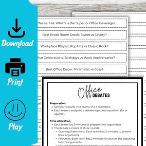 Office Debates Teambuilding Activity Printable | Virtual Team Building ...