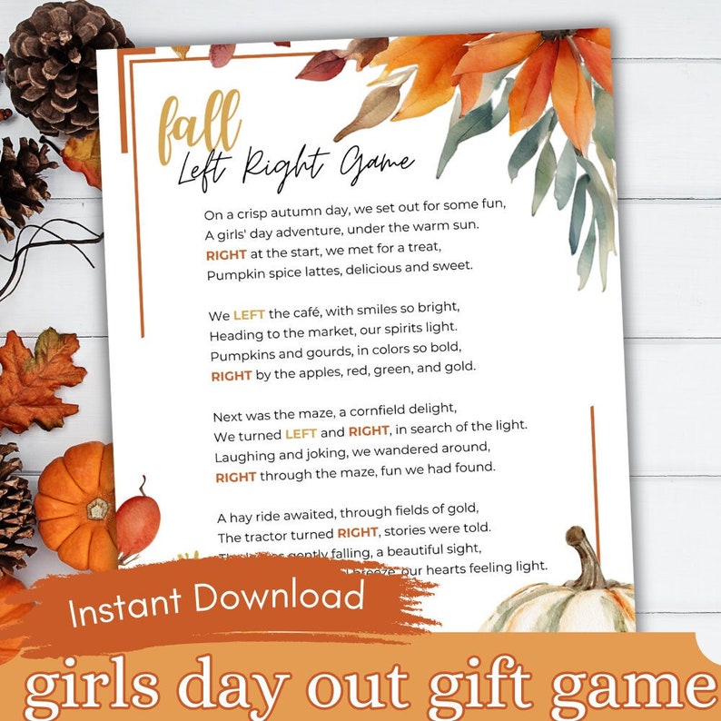 Girls Day Out Fall Left Right Game | Fall Pass the Gift Game for Women ...