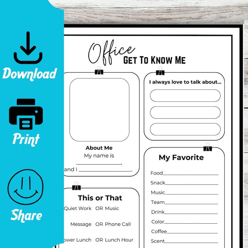 Office Get to Know Me Printable | All About Me Coworker Questionnaire ...