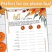 Fall Scattergories Game Printable Autumn Themed Think Fast Categories ...