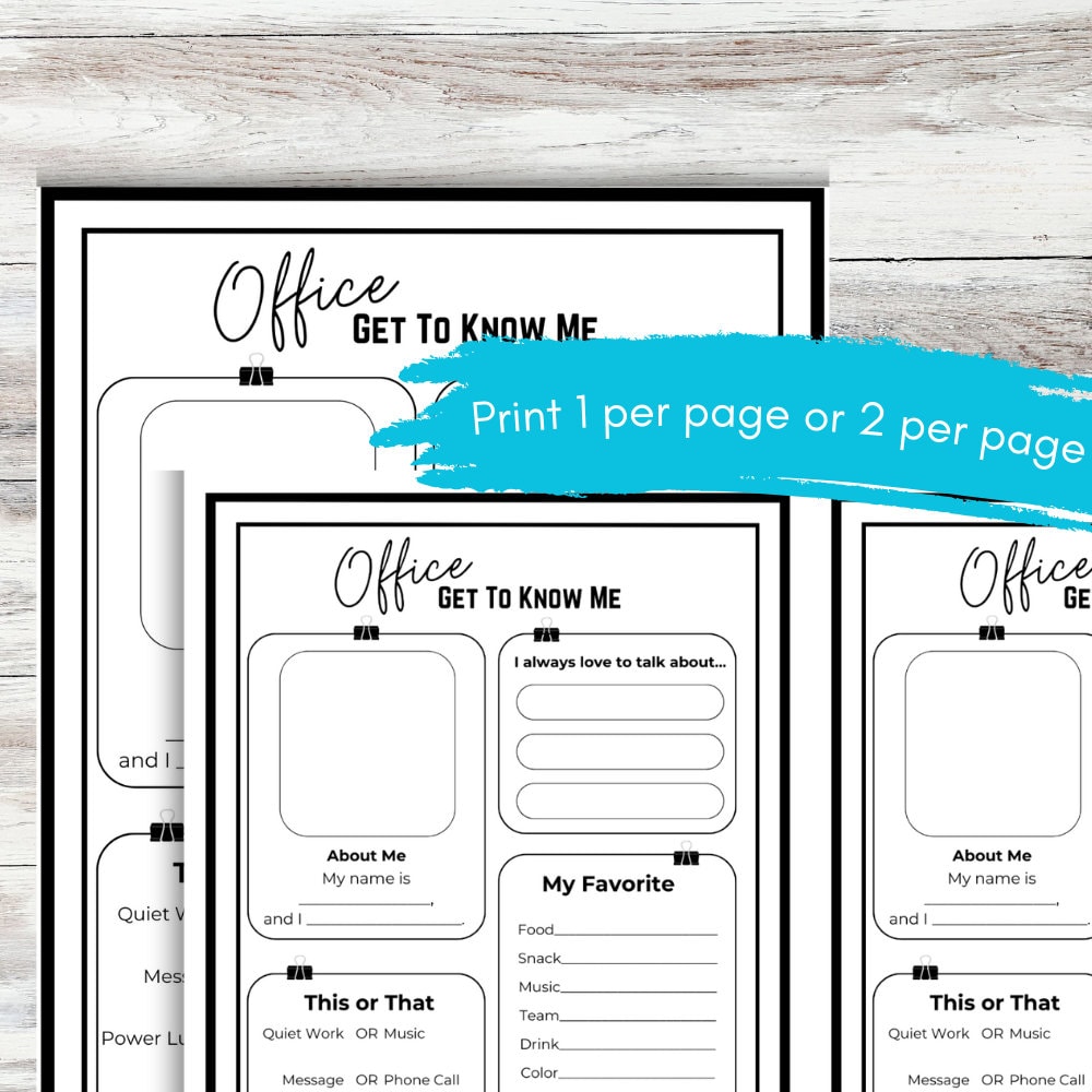 Office Get to Know Me Printable | All About Me Coworker Questionnaire ...