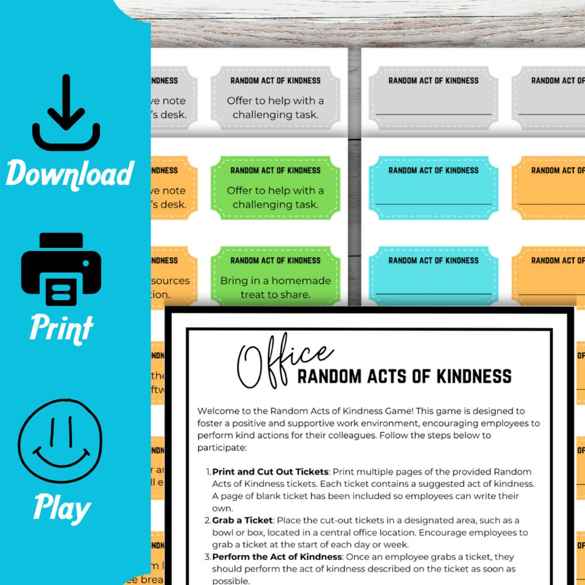 Office Teambuilding Activity Printable | Random Acts of Kindness ...
