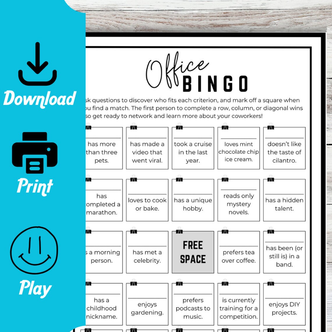 Employee Bingo Game Printable Get to Know You Game for Office ...