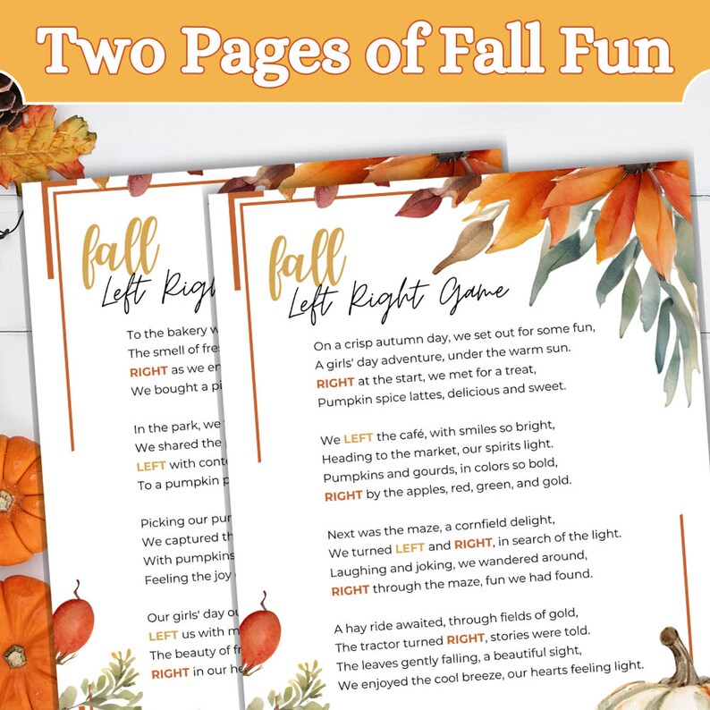Girls Day Out Fall Left Right Game | Fall Pass the Gift Game for Women ...