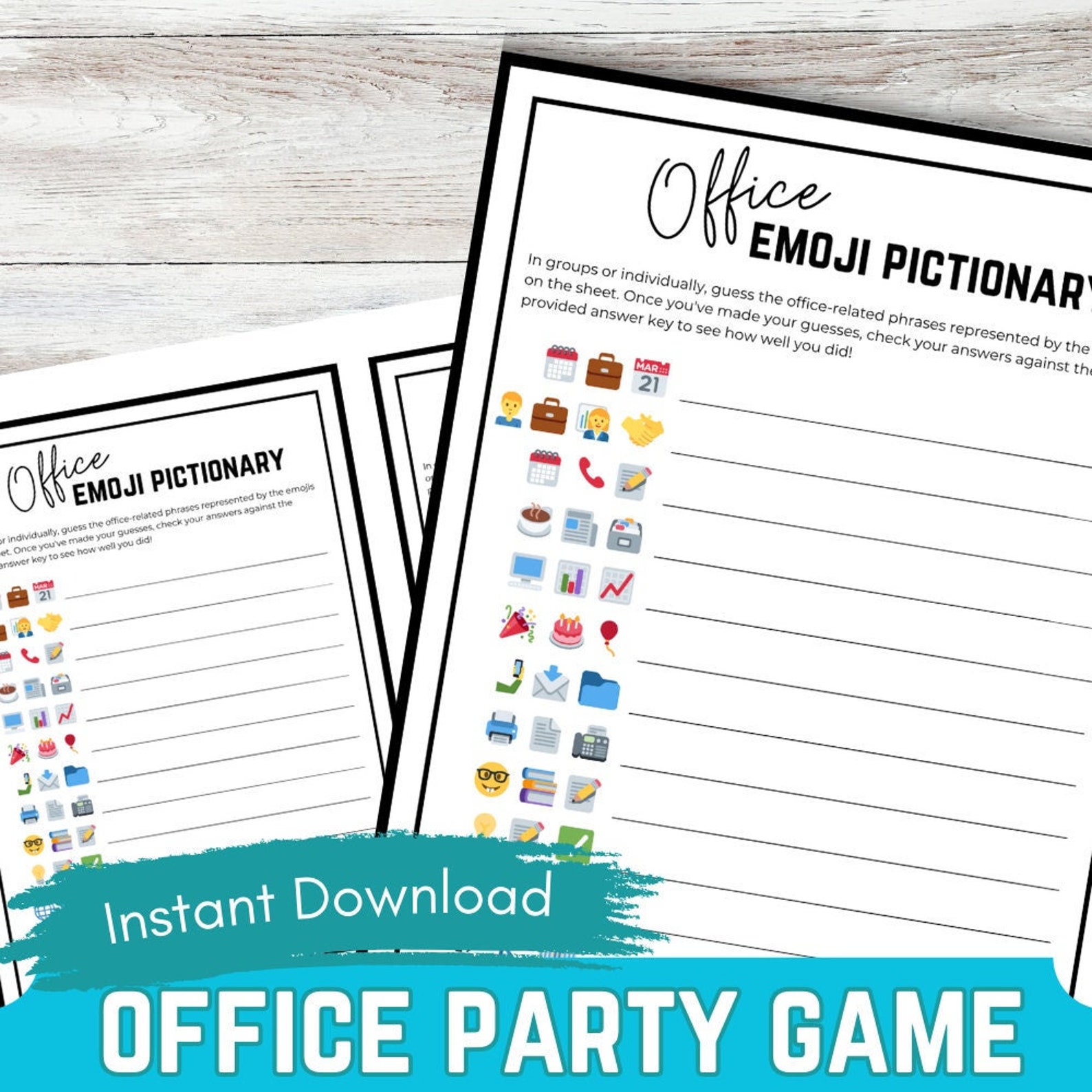 Work Emoji Pictionary Game for Office Party Printable | Company Work ...