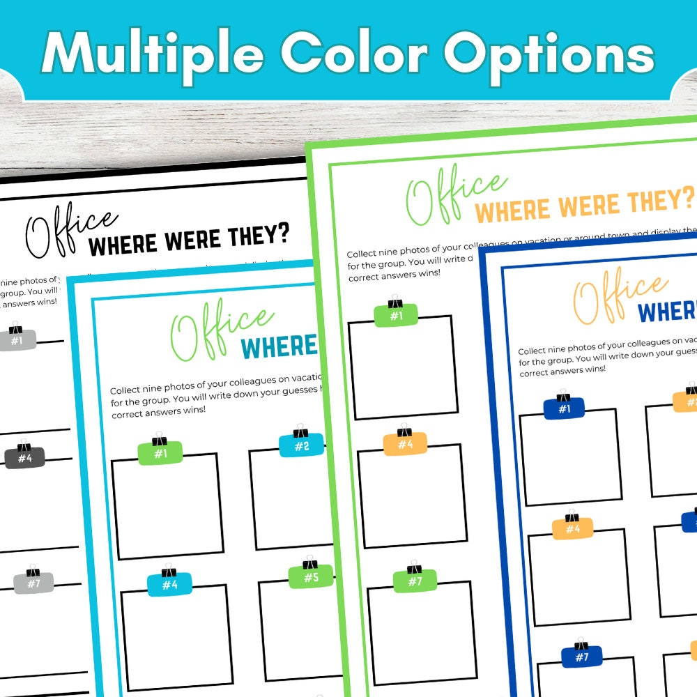 Work Party Where Were They Game Printable Happy Hour Game for Employees ...