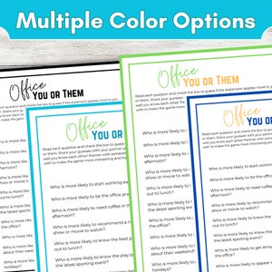 You or Them Staff Icebreaker Game Printable Get to Know You Work Games ...